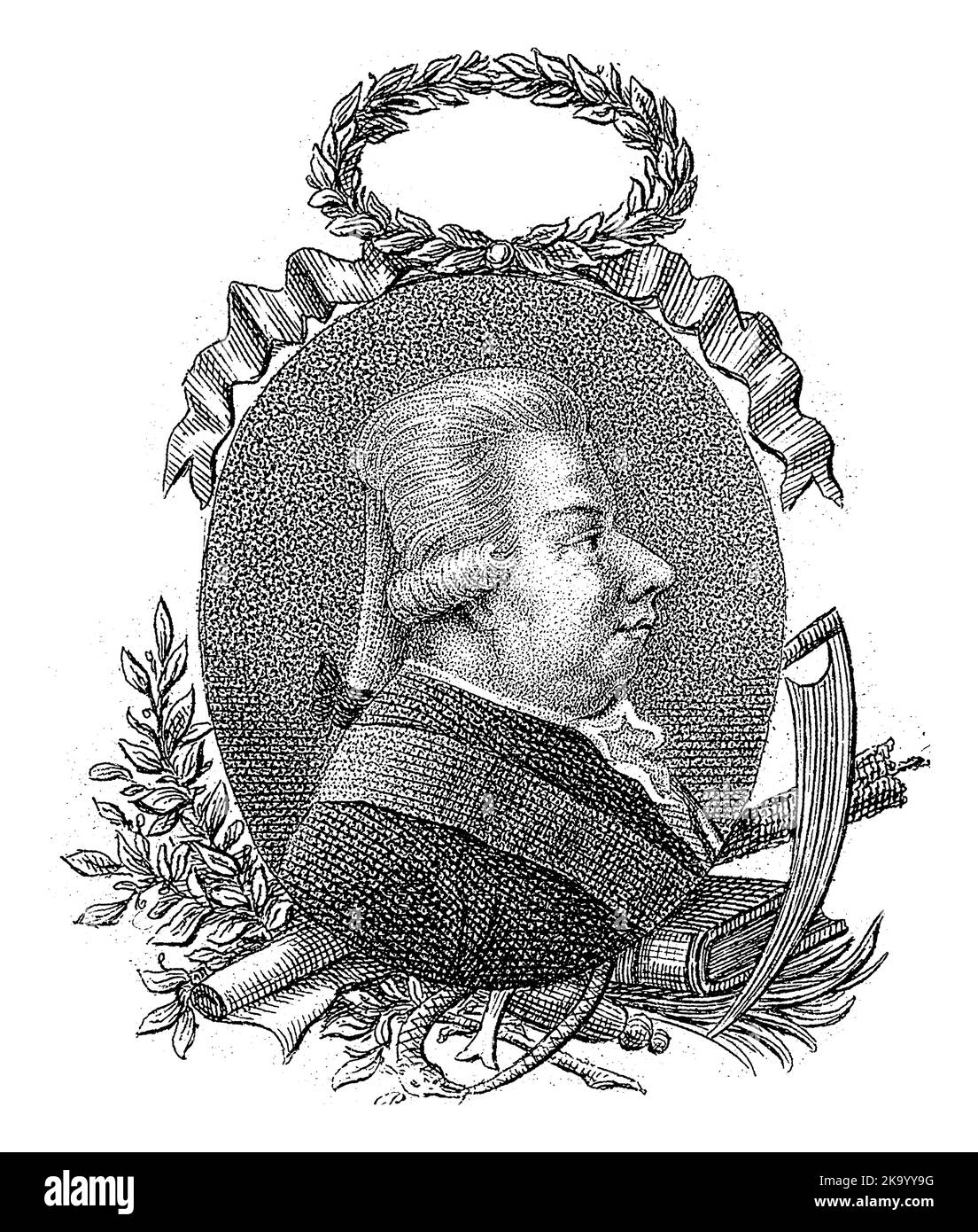 Portrait of William V in an oval. Surrounded by a number of allegorical ...