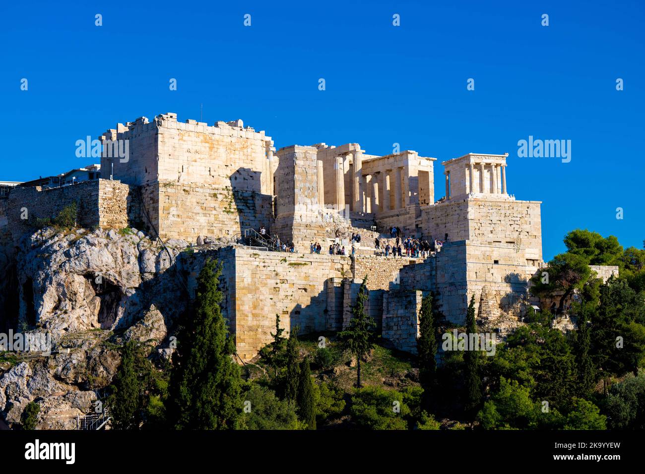 The Parthenon on the Acropolis of Athens, built between 447 and 438 BC as a temple dedicated to ...