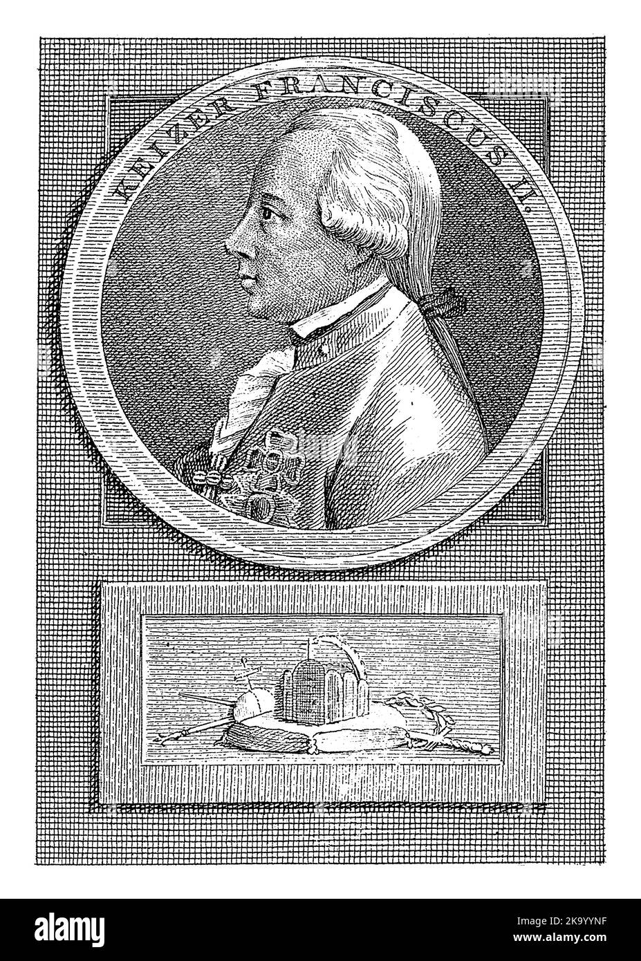 Portrait of Francis II Josef Karel, Roman-German Emperor. Below the ...