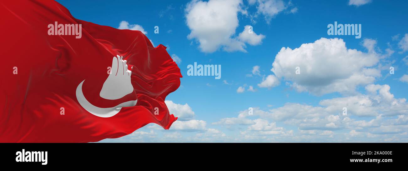 flag of Anjouan 1997 2012, africa at cloudy sky background, panoramic ...