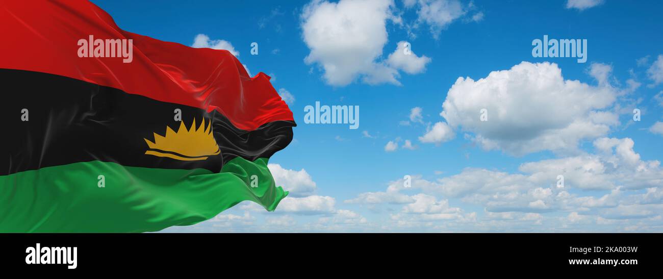 flag of Biafra, africa at cloudy sky background, panoramic view. flag ...