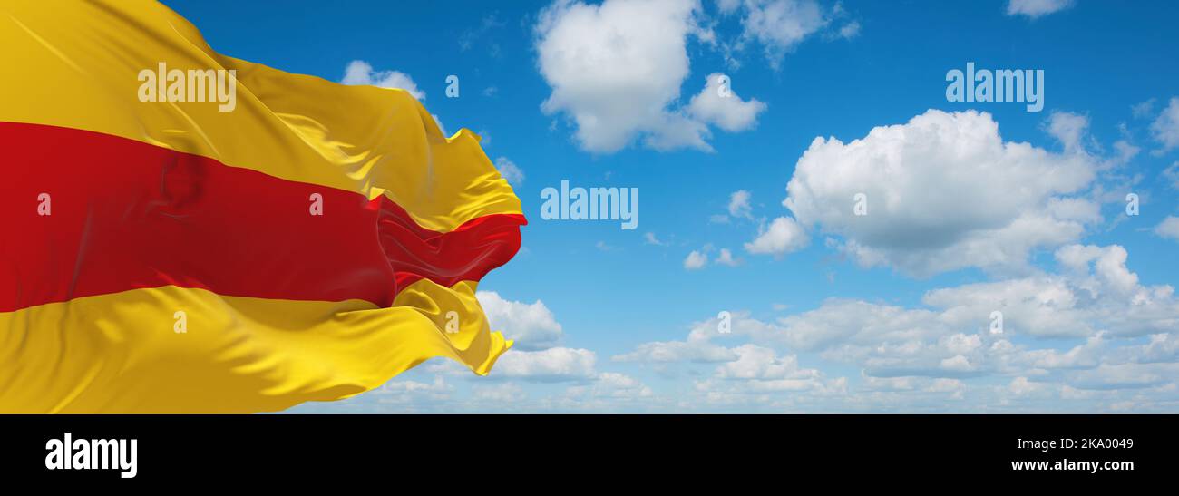 flag of Baden 1891 1918, Europe at cloudy sky background, panoramic ...
