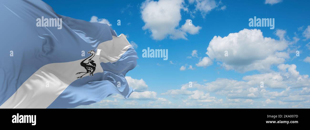 flag of Ciskei, africa at cloudy sky background, panoramic view. flag ...