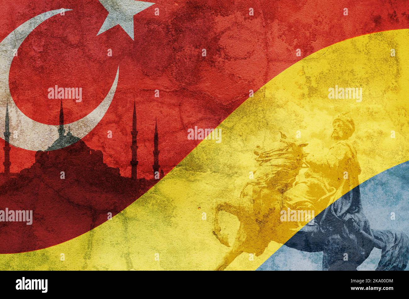 Ukraine and Turkey Diplomatic Relationship Concept in National Flags of ...