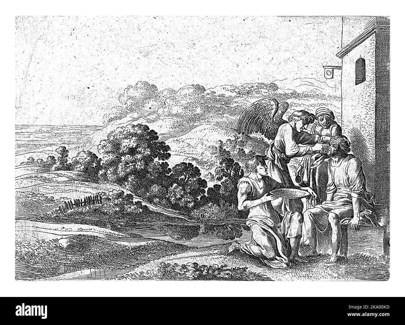 With the bile of a fish, Tobias cures his father's blindness. Next to ...