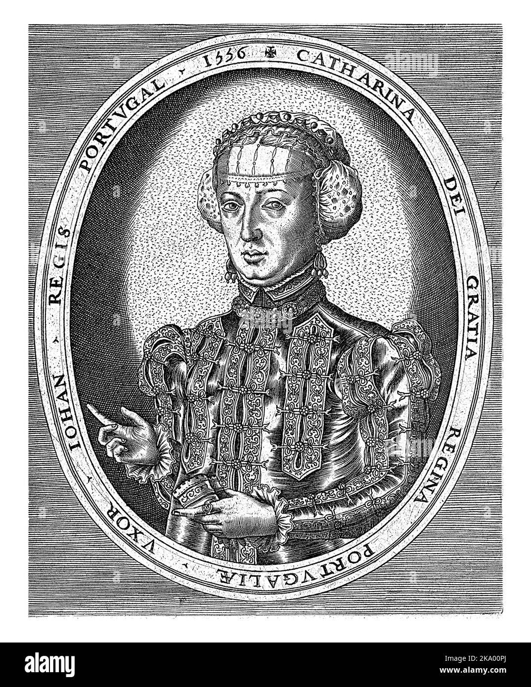 Portrait of Catherine of Habsburg, Queen of Portugal, half-length to ...