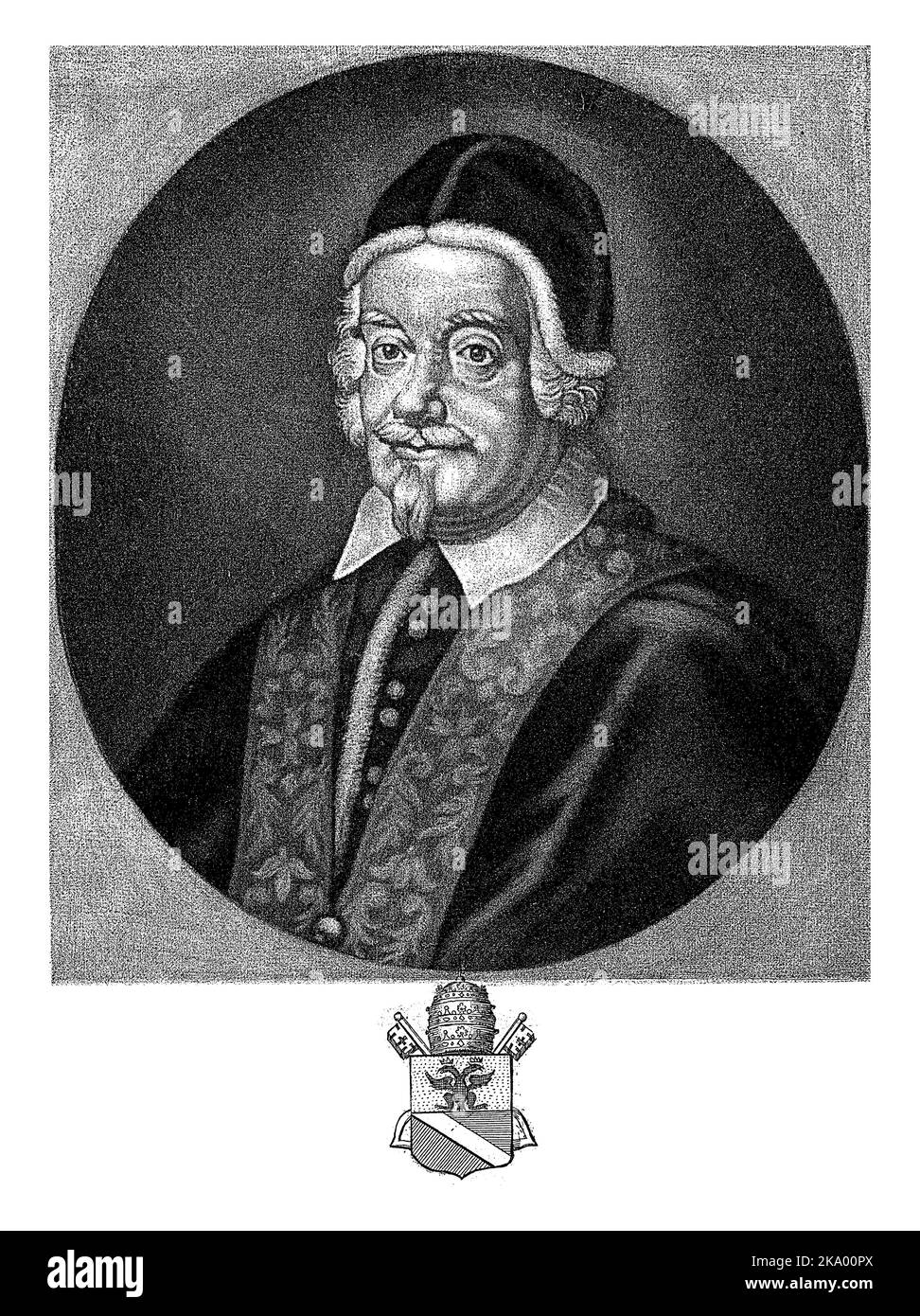 Pope Alexander VIII, dressed in a papal robe. His weapon is in the ...