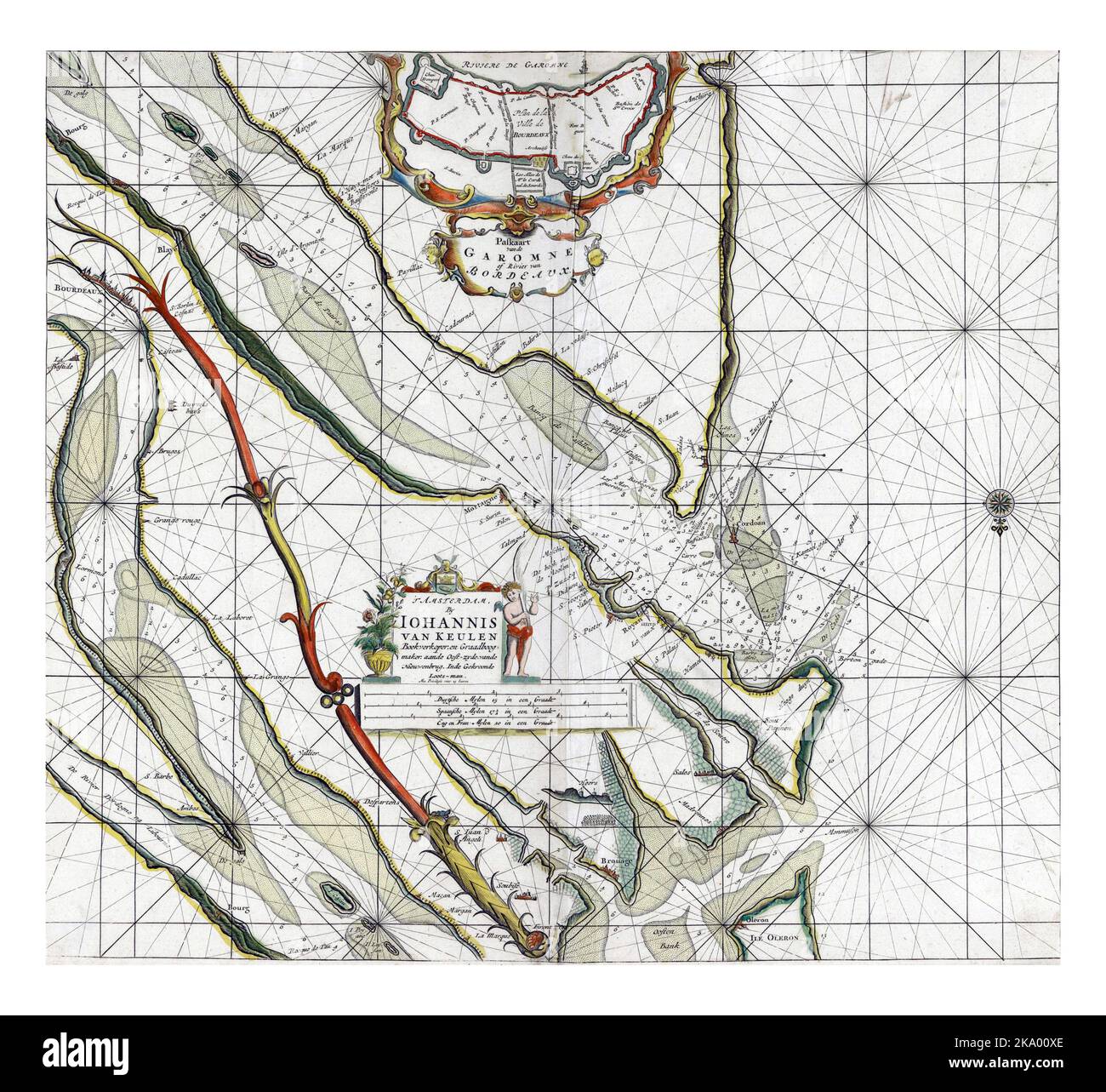 Map of the Garonne, Jan Luyken (possibly), 1682 - 1734 Map of the River ...