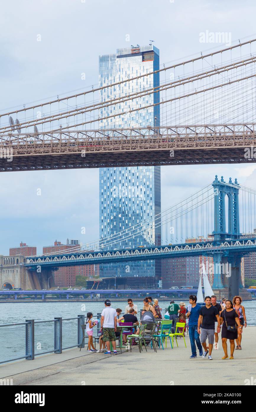 Brooklyn and manhattan bridges as seen from brooklyn hi-res stock ...
