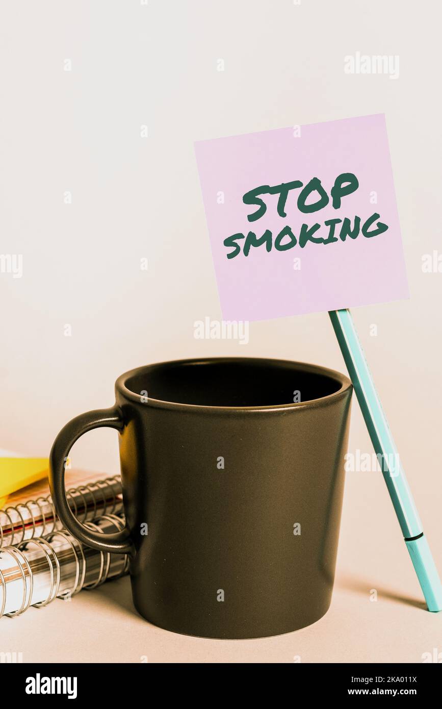 Hand writing sign Stop Smoking. Internet Concept narrative style of ...