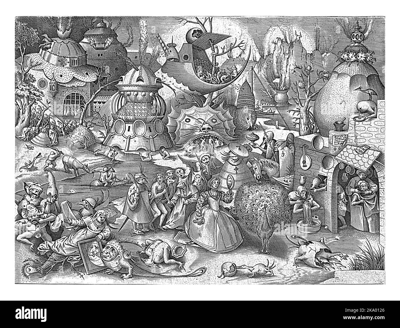 Female personification of Pride (Superbia) in rich robes with mirror in ...