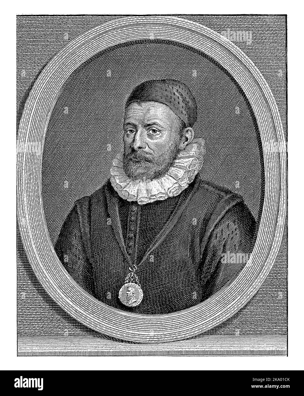 Bust to the left of Paulus Buys in an oval. The portrait rests on a ...