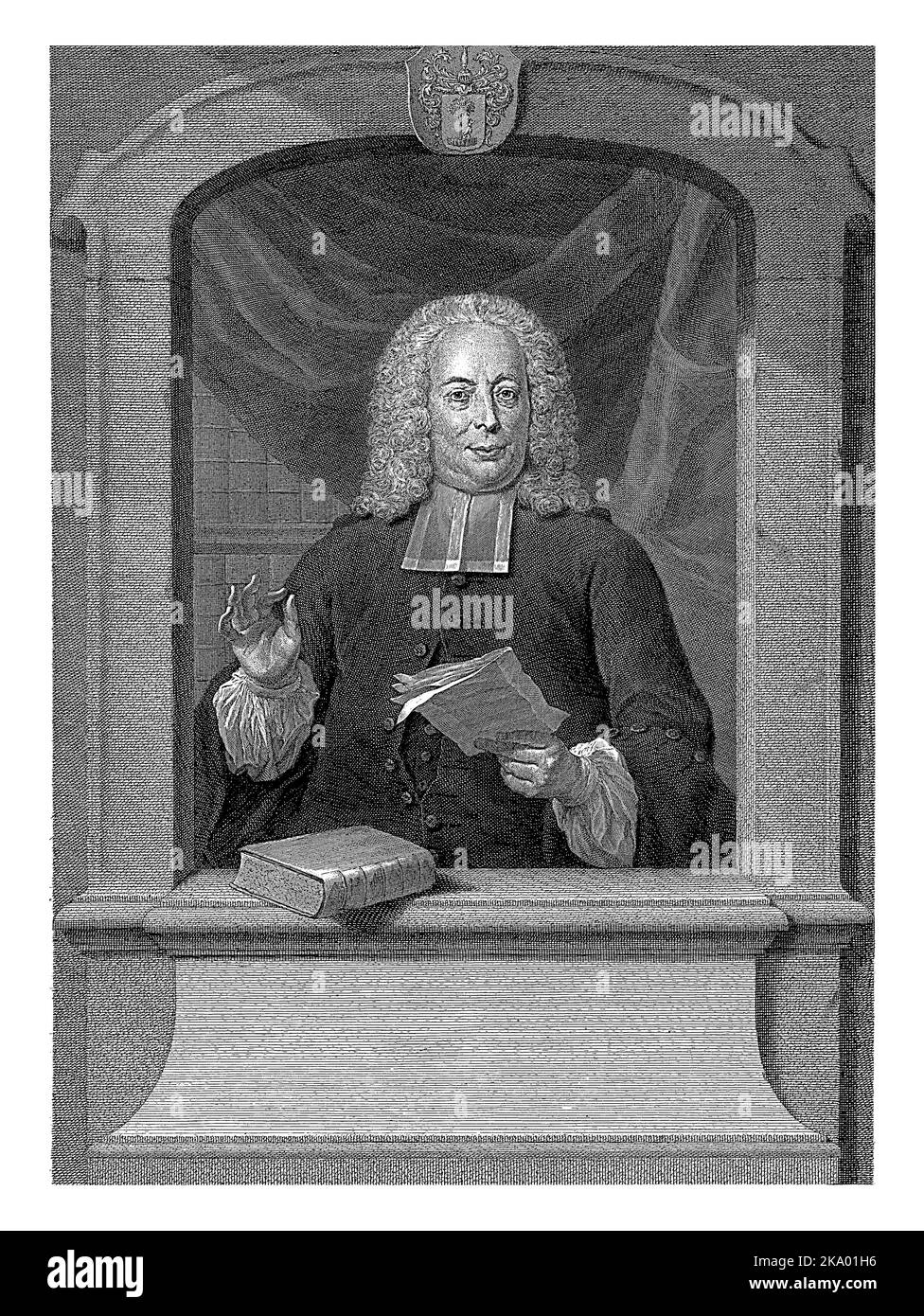 Half-length portrait of Johannes Visscher in a window-shaped frame. A ...