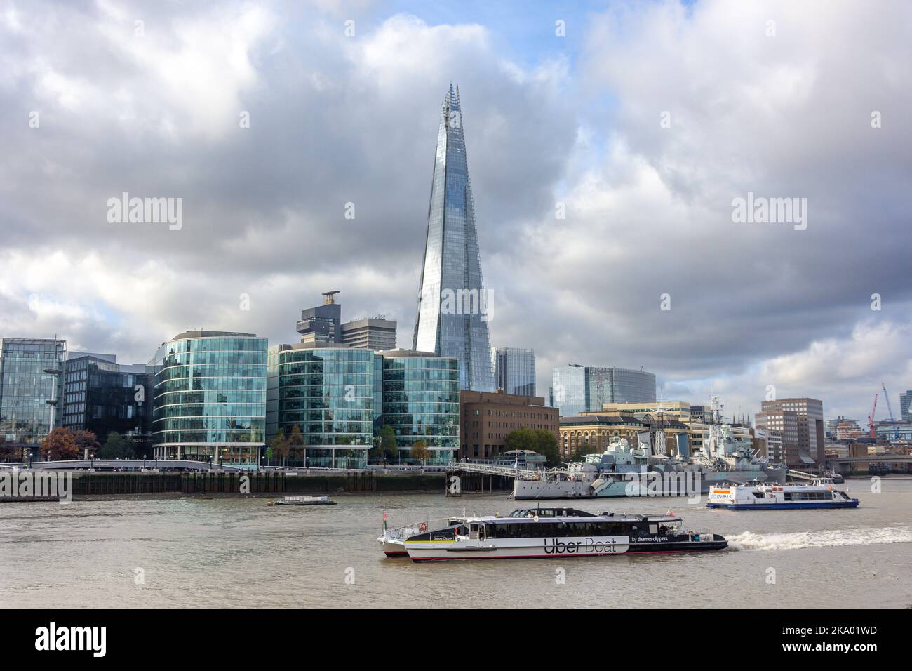 The Shard Building across the River Thames from Tower Hill, The London ...