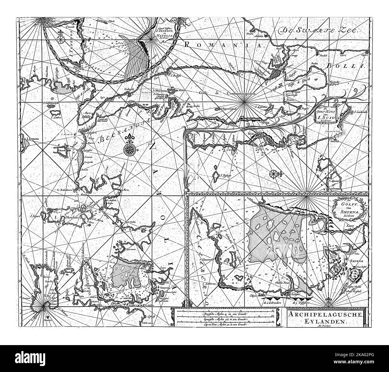 Passport map of the northeastern part of the Aegean, the Sea of Marmara ...