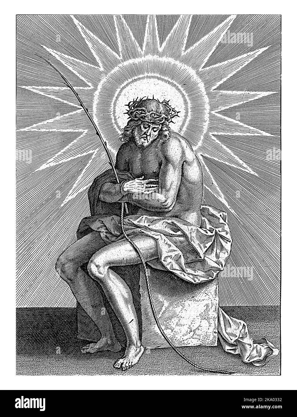 Christ on the Cold Stone, Hieronymus Wierix, after Jan van der Straet ...