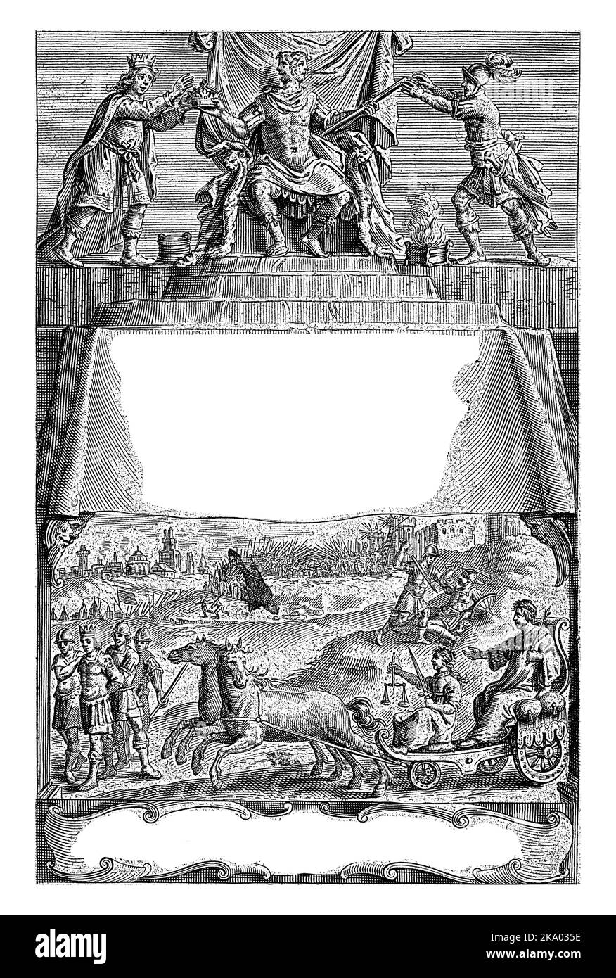 Landscape with a battle. A prince is captured by soldiers. In the ...