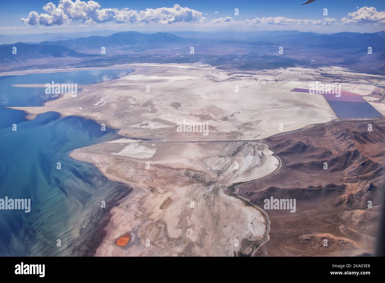Great Salt Lake, Aerial views of the lake and surrounding landscape ...