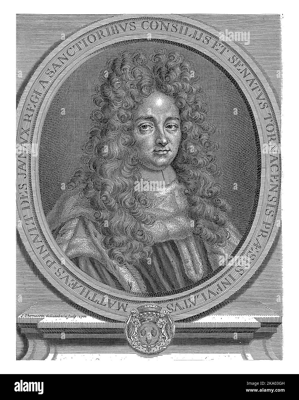 Portrait of Mathieu Pinault in oval frame, Simon Thomassin, 1701 ...