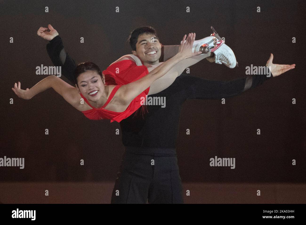 Pairs silver medalists Emily Chan and Spencer Akira Howe of the United ...