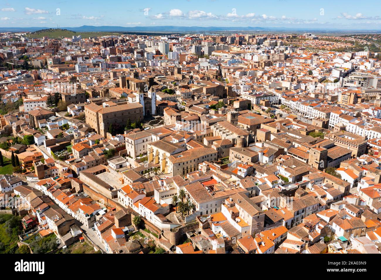 Aerial view of the city of Caceres Stock Photo - Alamy