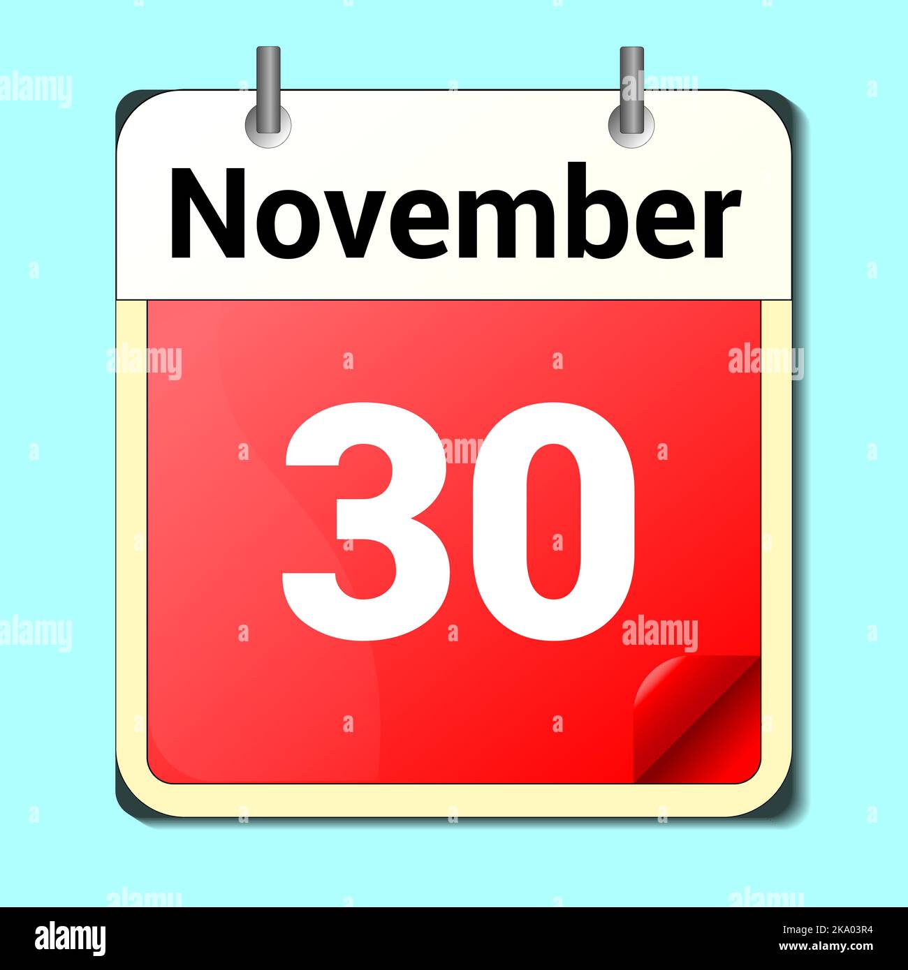 day on the calendar, vector image format, November 30 Stock Vector ...