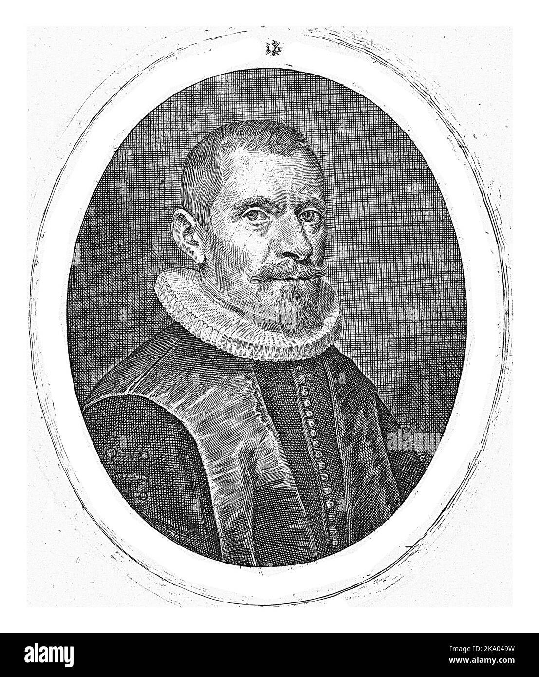 Portrait of theologian Carolus Dematius at the age of 46, bust with ...