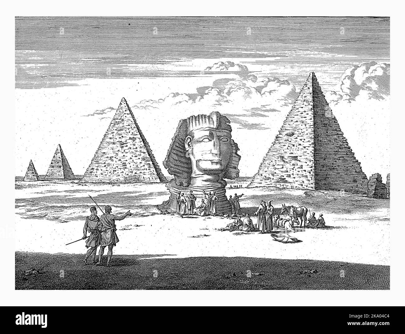 Pyramids and Sphinx of Gizeh, Jan Luyken, 1698 Print numbered top right ...