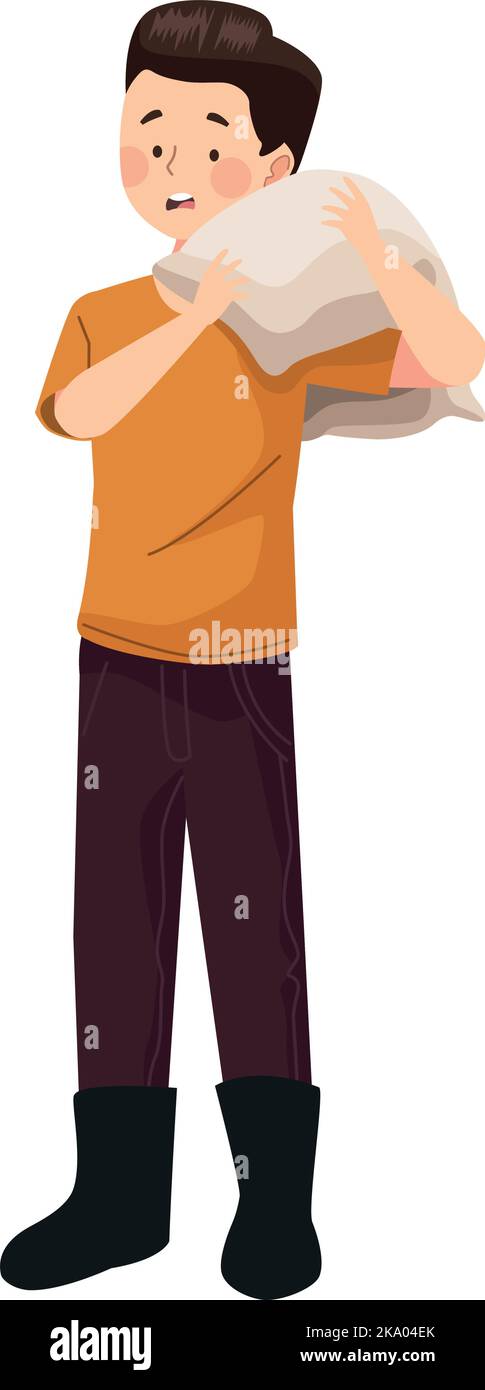 male farmer lifting ground sack Stock Vector Image & Art - Alamy