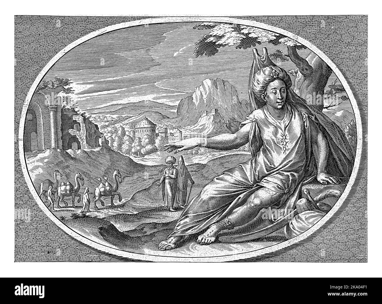 Female personification of the continent of Asia as a woman with a ...
