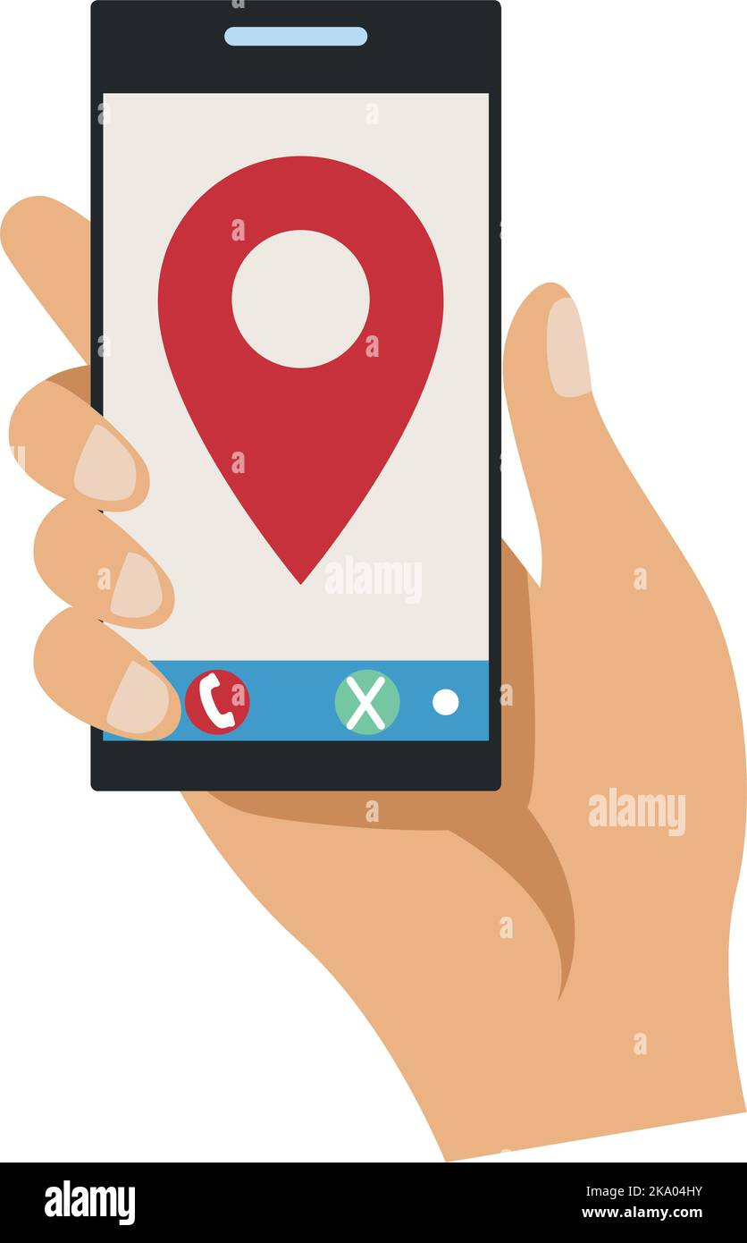 hand using smartphone and gps app Stock Vector Image & Art - Alamy