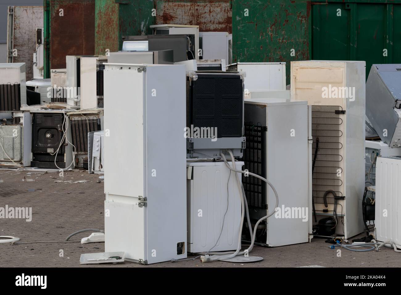 Electronic, household equipment recycling center. Large group of ...