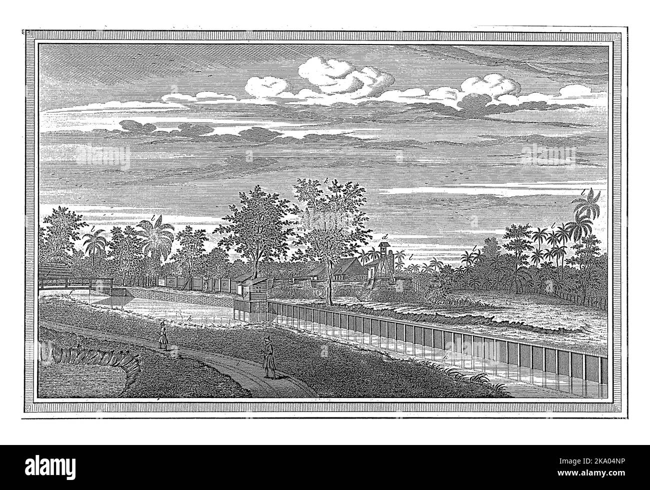 View of a country road with the Noordwijk fortification in the ...