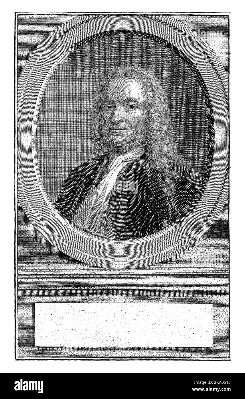 Bust to the left of Cornelis Hop in an oval. The portrait rests on a ...