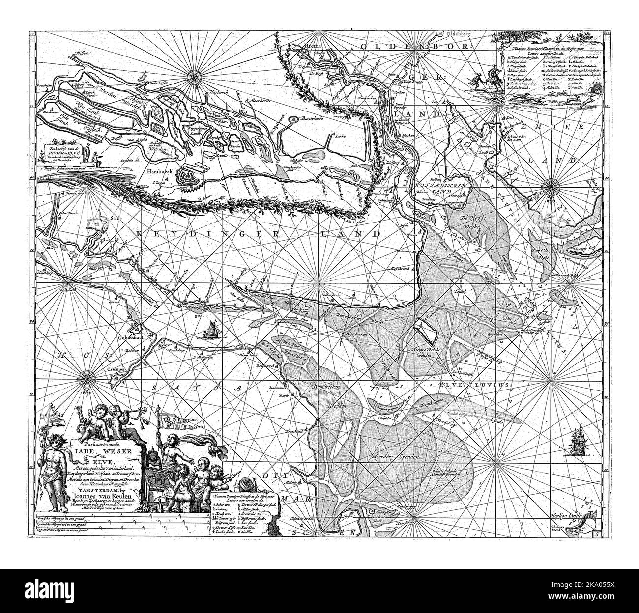Map of a part of the river Elbe (from the city of Stade to its mouth in ...