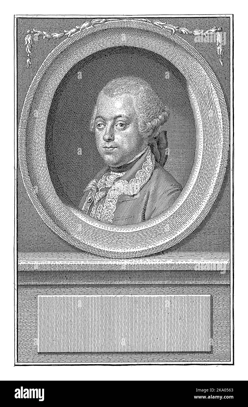 Bust to the left of van Gerrit Hooft junior in an oval. The portrait ...