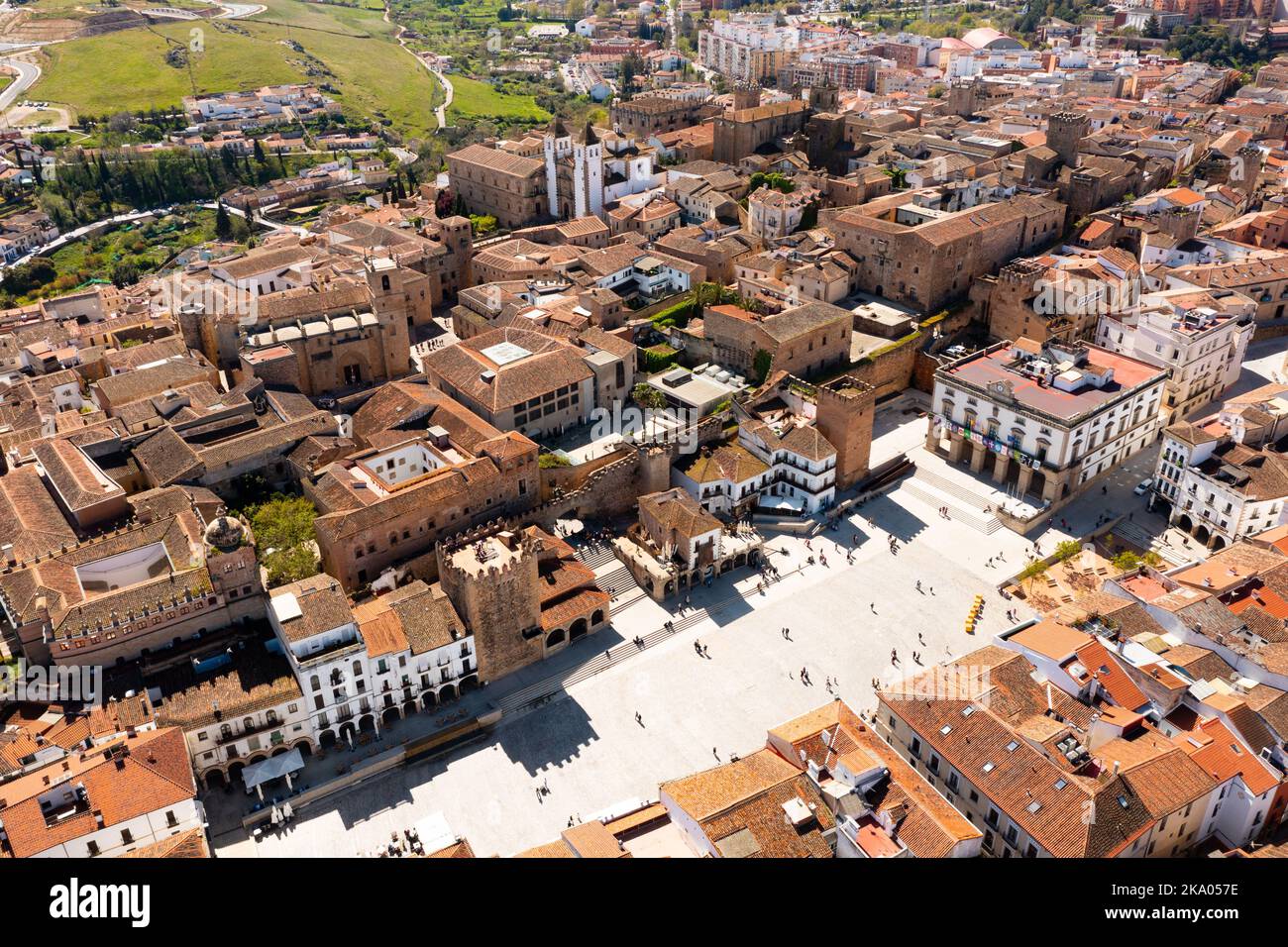 Aerial view of the city of Caceres Stock Photo - Alamy