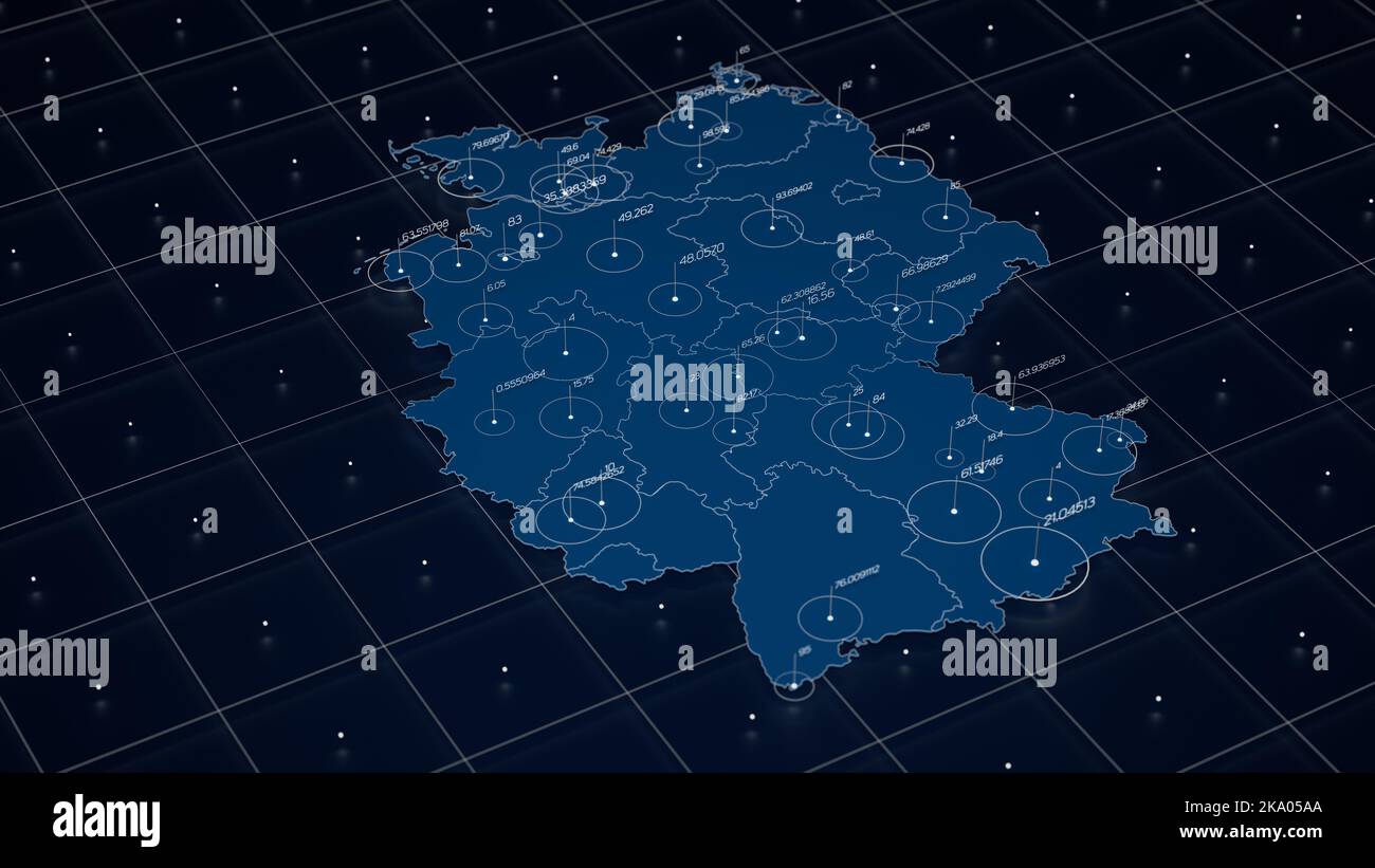 Germany blue map big data visualization. Futuristic map infographic ...