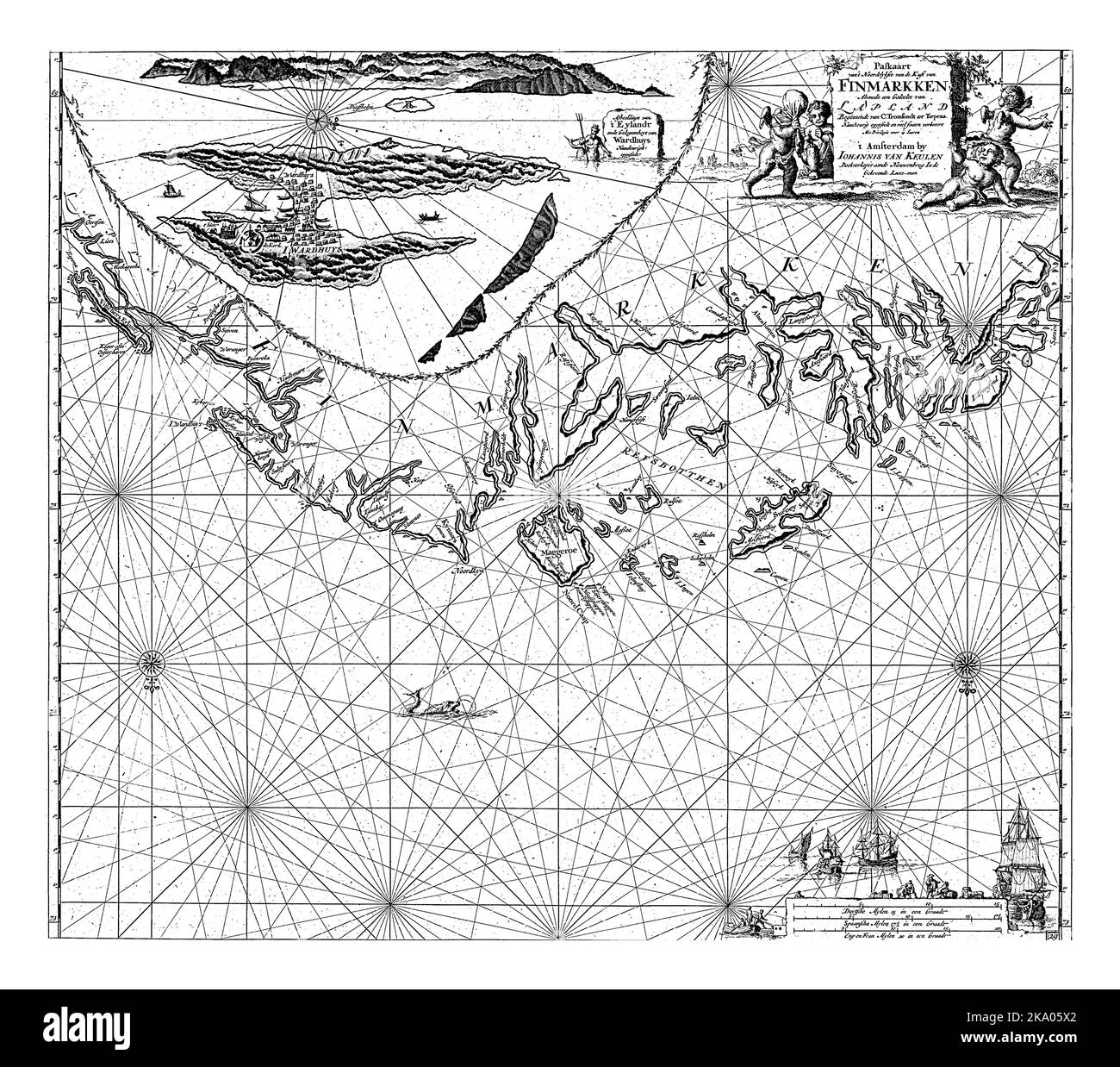 Passport map of part of the coast of Finnmark in Norway, with inset map ...