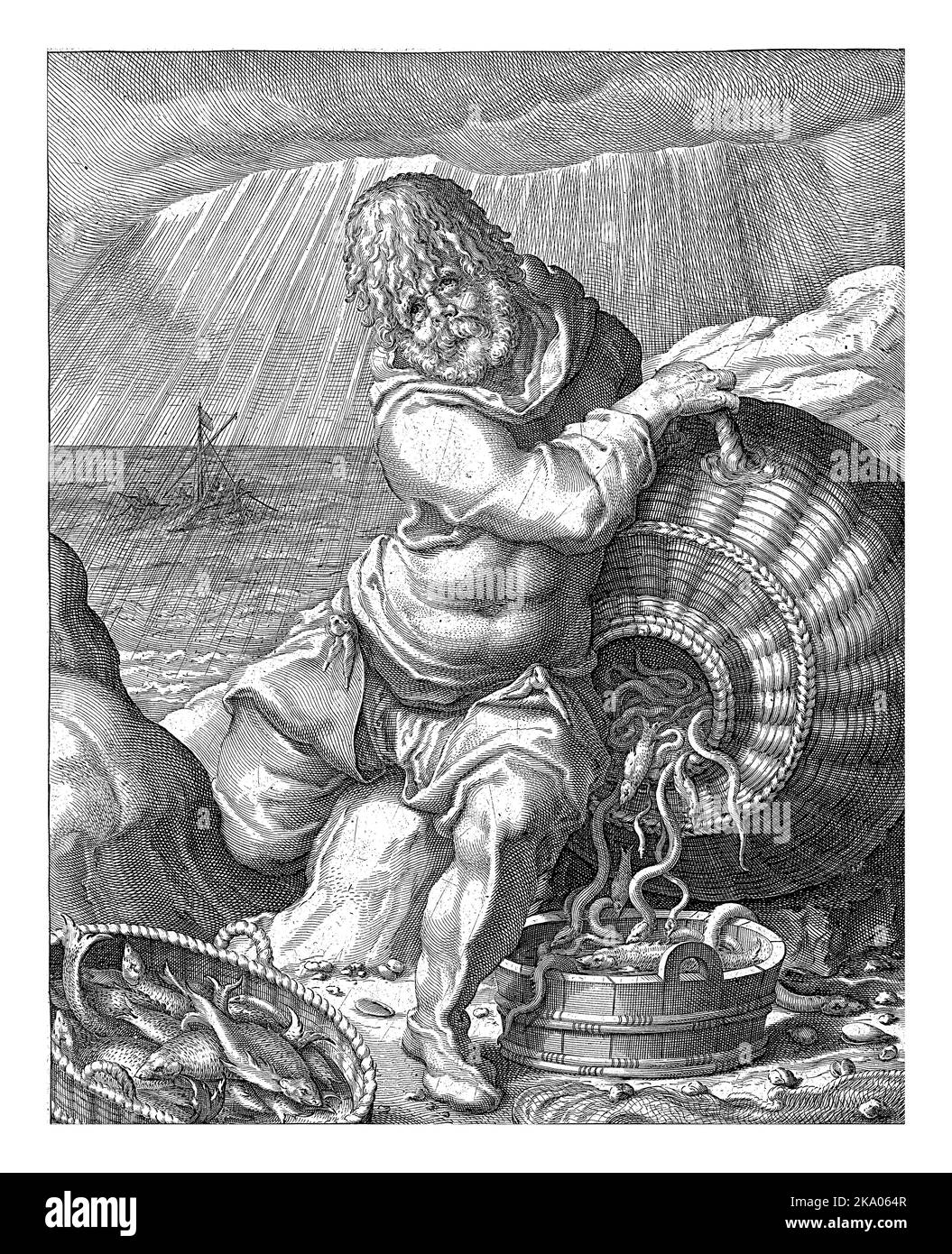 Depiction of the phlegmatic temperament in the form of an old man ...