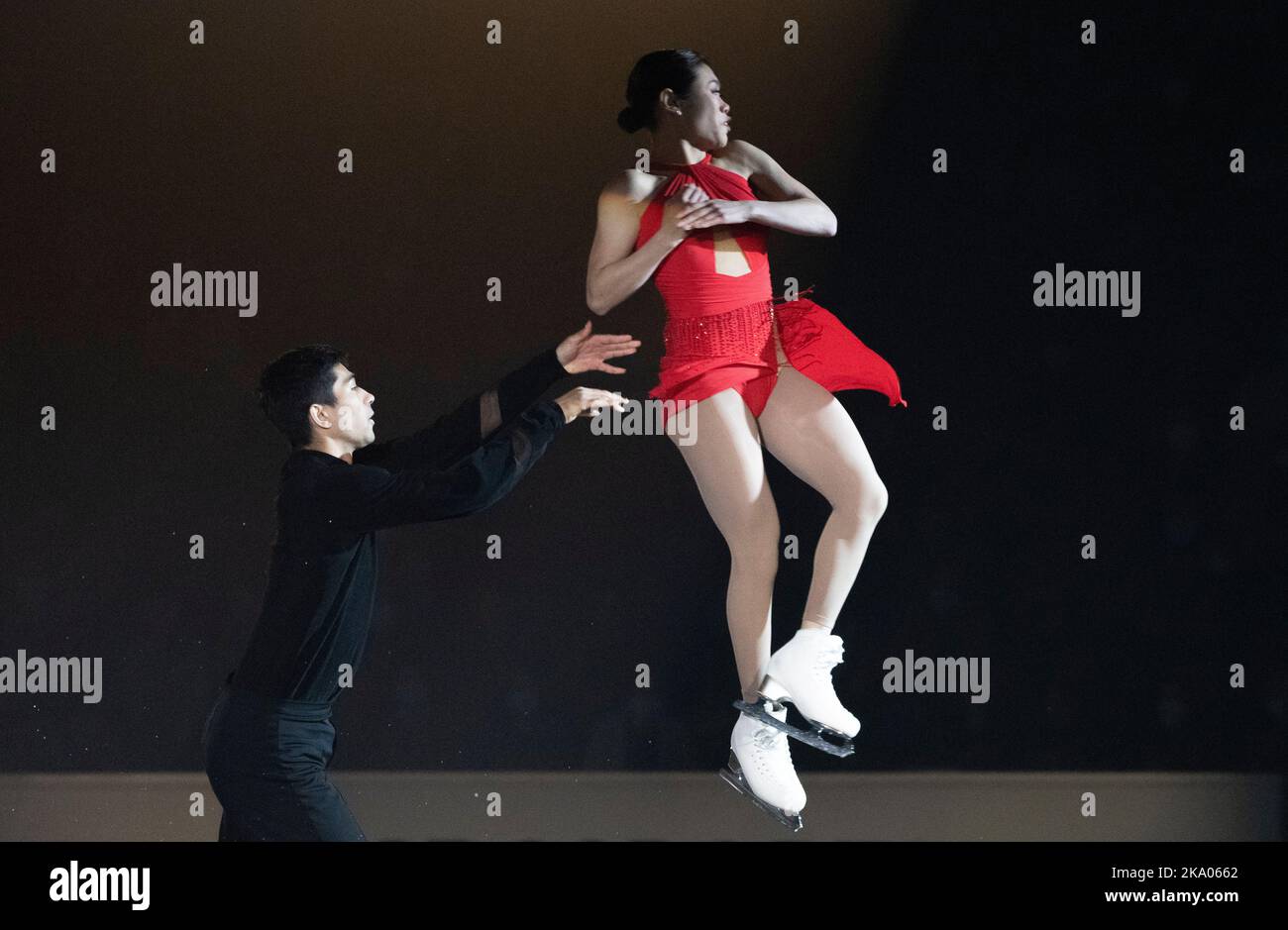 Pairs silver medalists Emily Chan and Spencer Akira Howe of the United ...