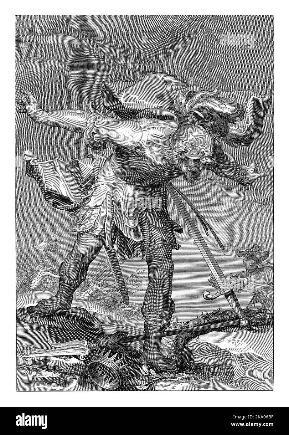 King Saul plunges into his sword, Willem Isaacsz. van Swanenburg, after ...