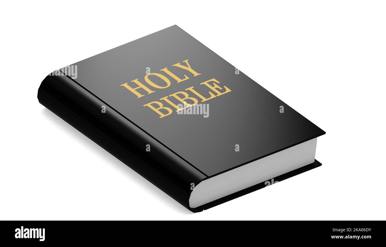 Holy bible word printed on a black book, 3d rendering Stock Photo - Alamy