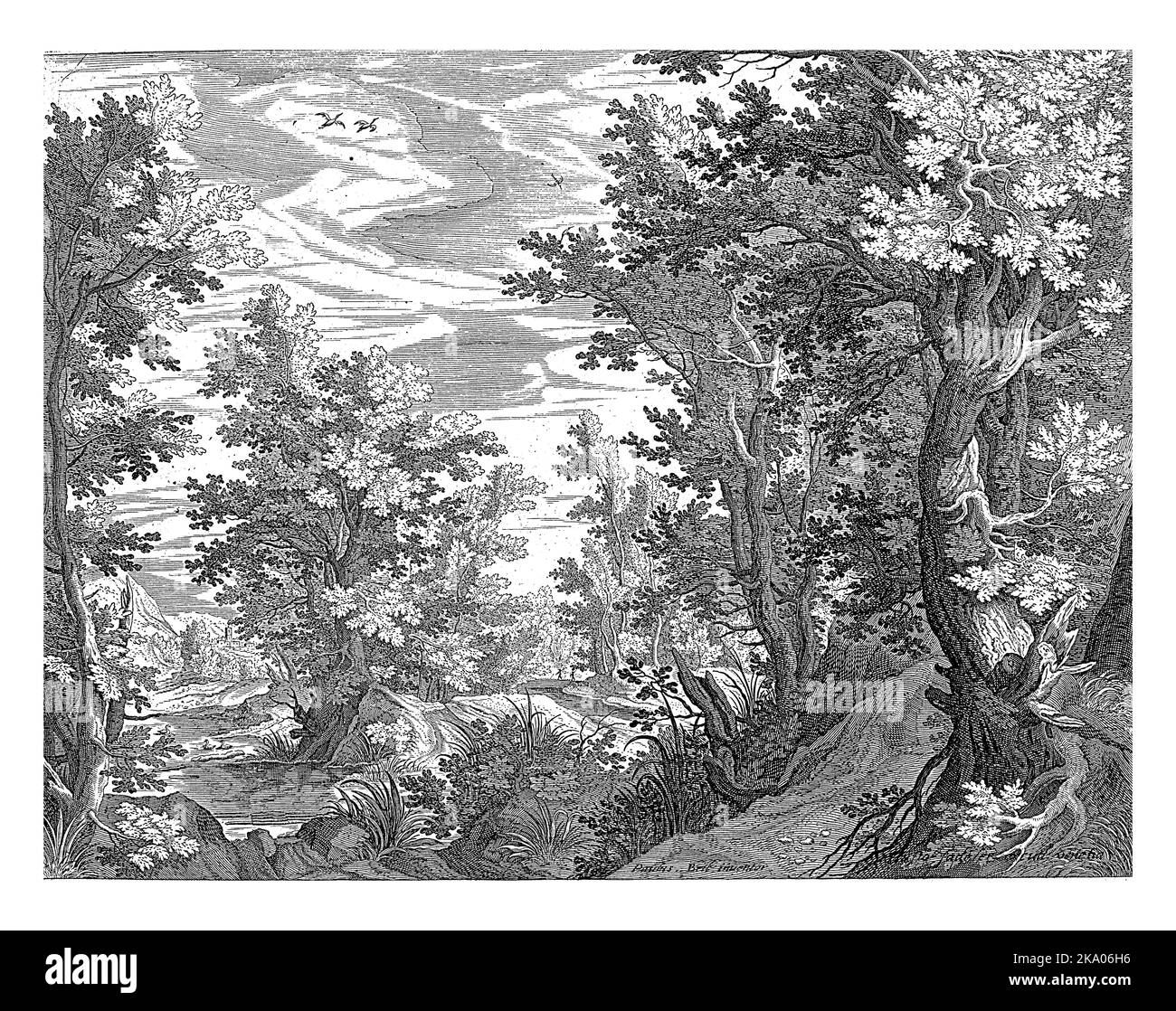 Forest Landscape, Aegidius Sadeler, after Paul Bril, 1580 - 1620, vintage engraved Stock Photo ...