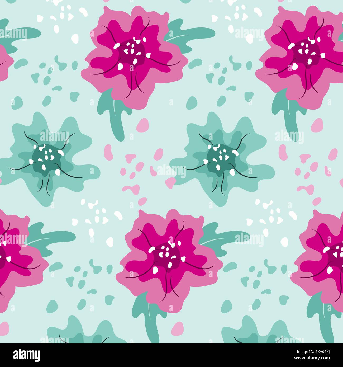 Floral colorful seamless pattern. Hand drawing Flowers Stock Vector ...