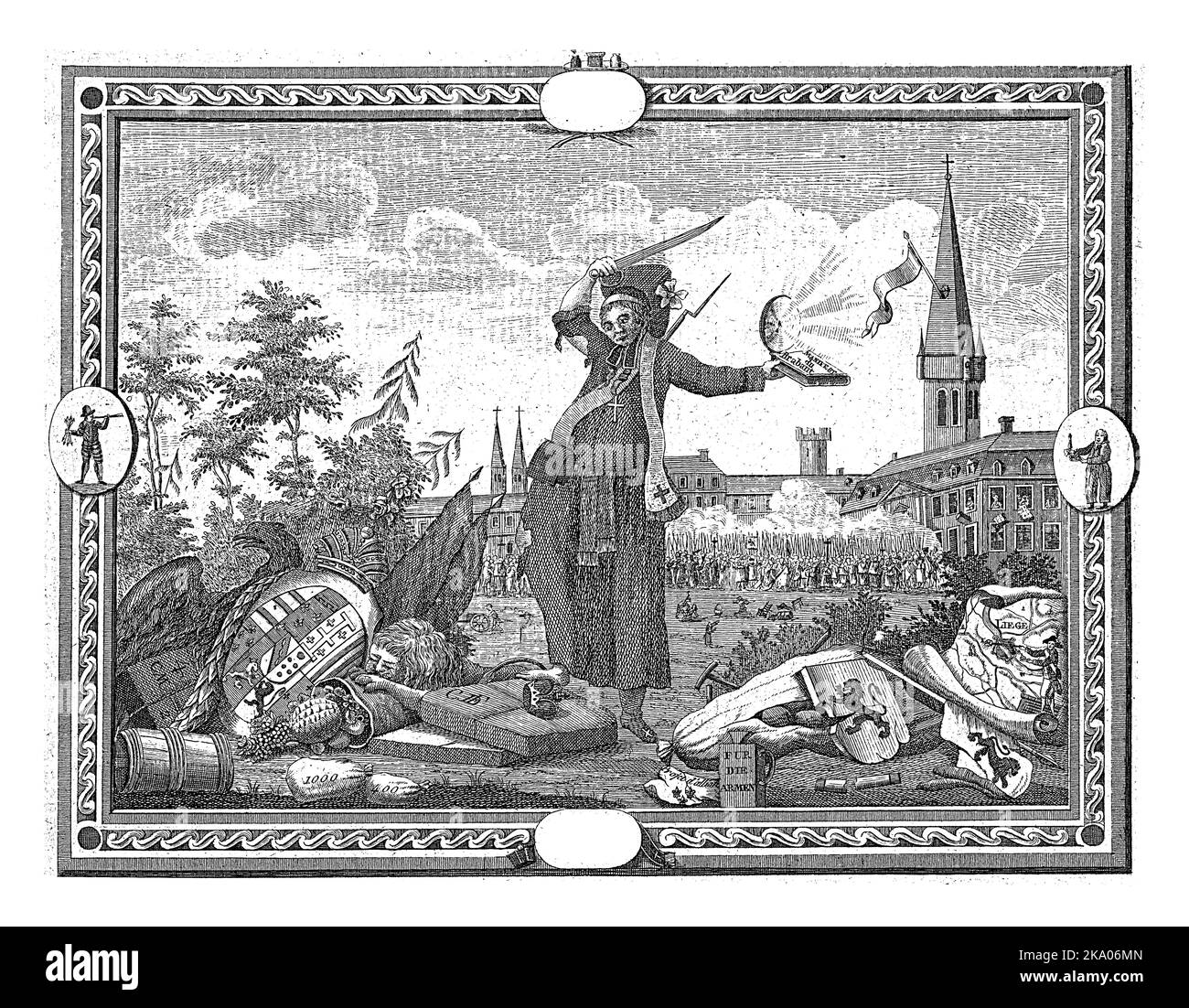 Allegory of the Brabant Revolution of 1791. In the center the cleric ...