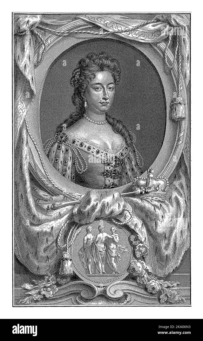 Portrait of Mary II Stuart, Jacob Houbraken, after Gottfried Kneller ...