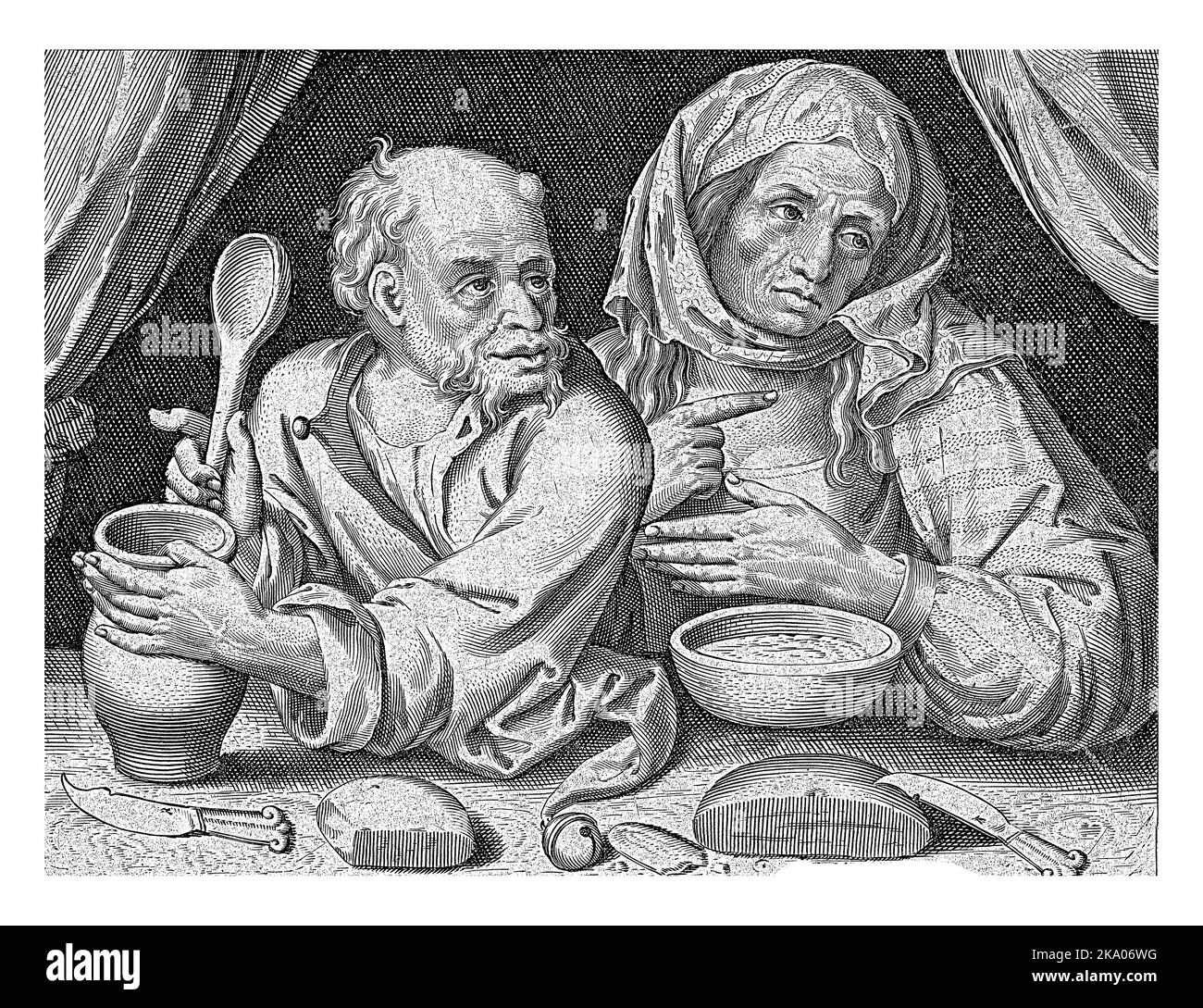 Man woman eating sitting table Black and White Stock Photos & Images ...