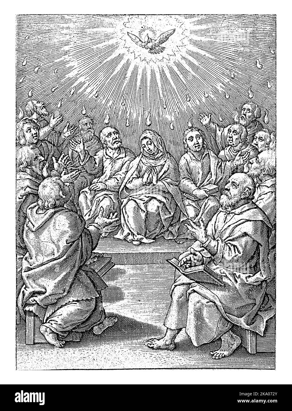 Outpouring of the Holy Spirit (Pentecost), Hieronymus Wierix, 1563 ...