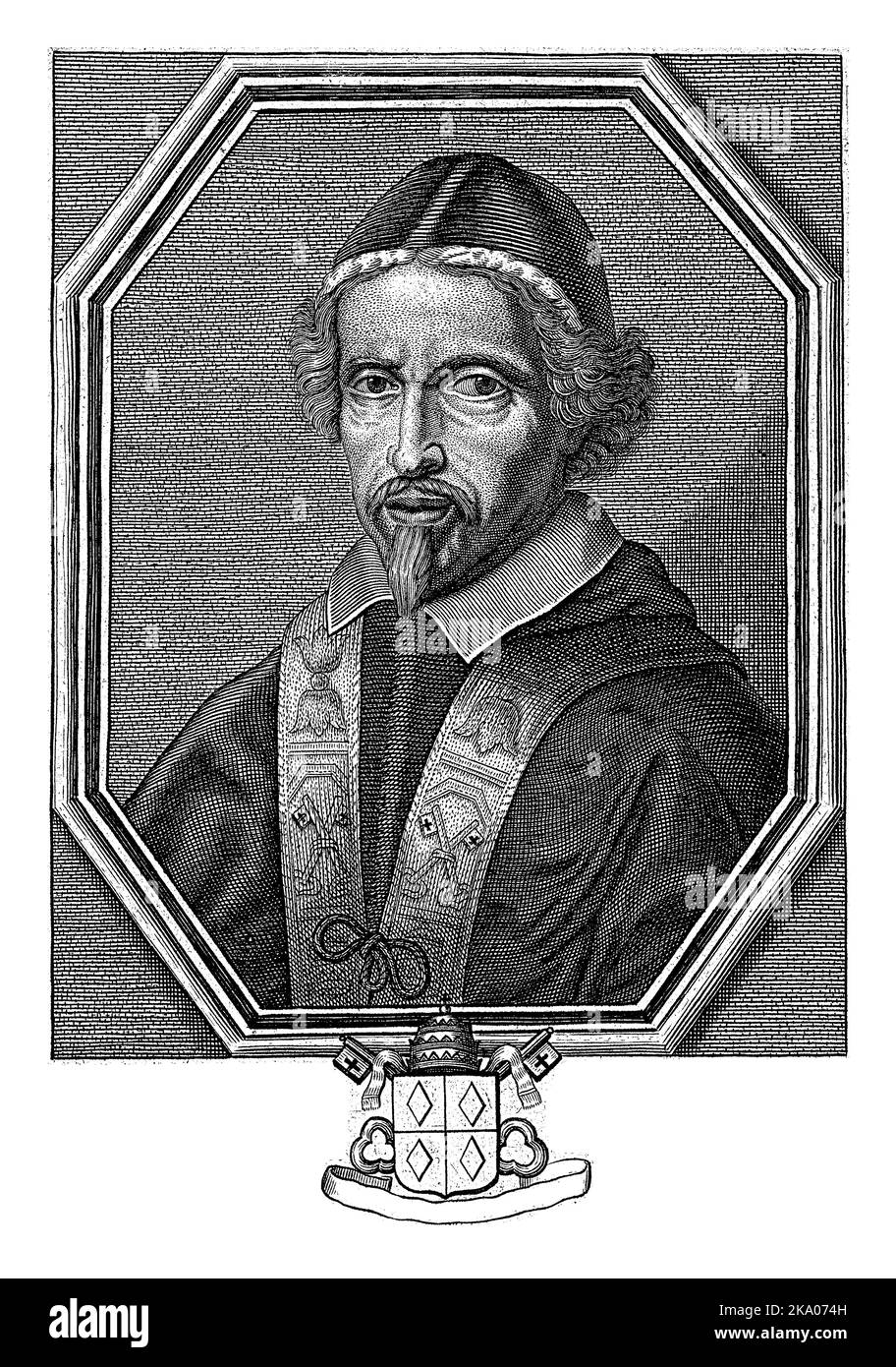 Portrait of Pope Clement IX. Bust, slightly to the left, in octagonal ...